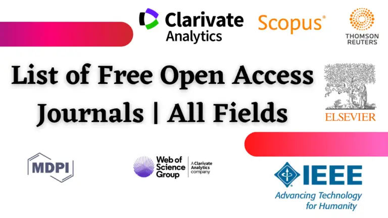 List of Free Open Access Journals | All Fields - iLovePhD